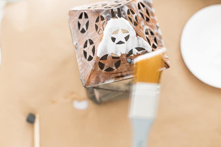 Chippy Lantern Makeover with Glue - Domestically Designed