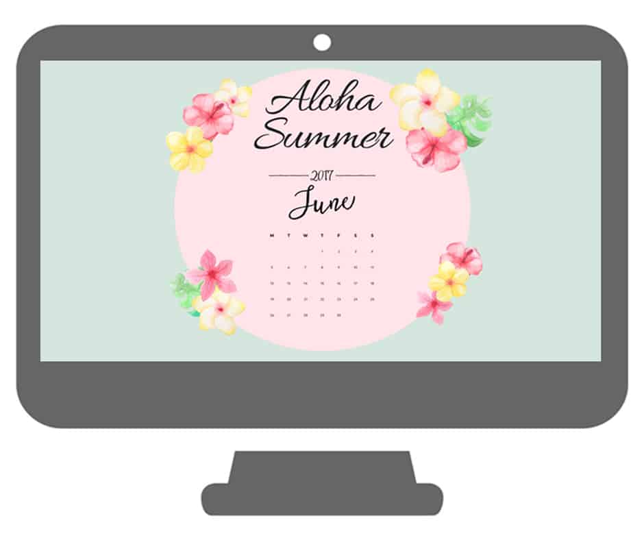 Aloha Summer June Desktop Wallpaper Calendar - Domestically Designed