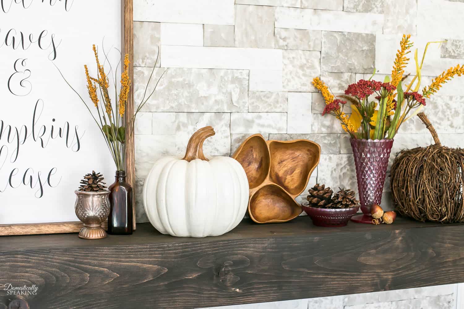 Fall Leaves and Pumpkins Please Fall Mantel - Domestically Designed