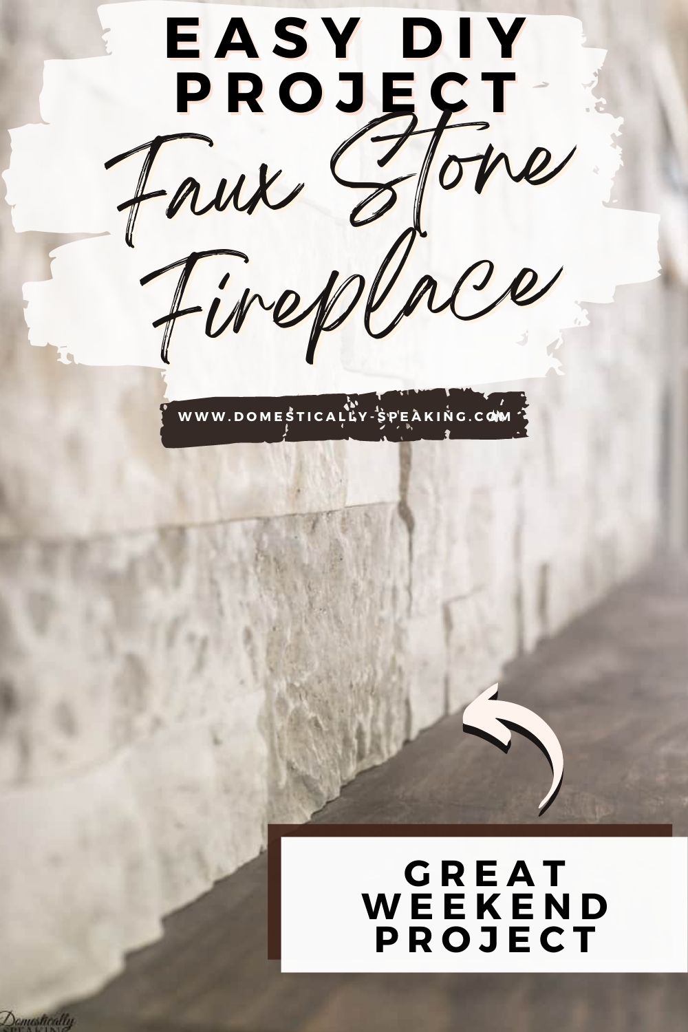 Gorgeous DIY Faux Stone Fireplace Makeover - Domestically Designed