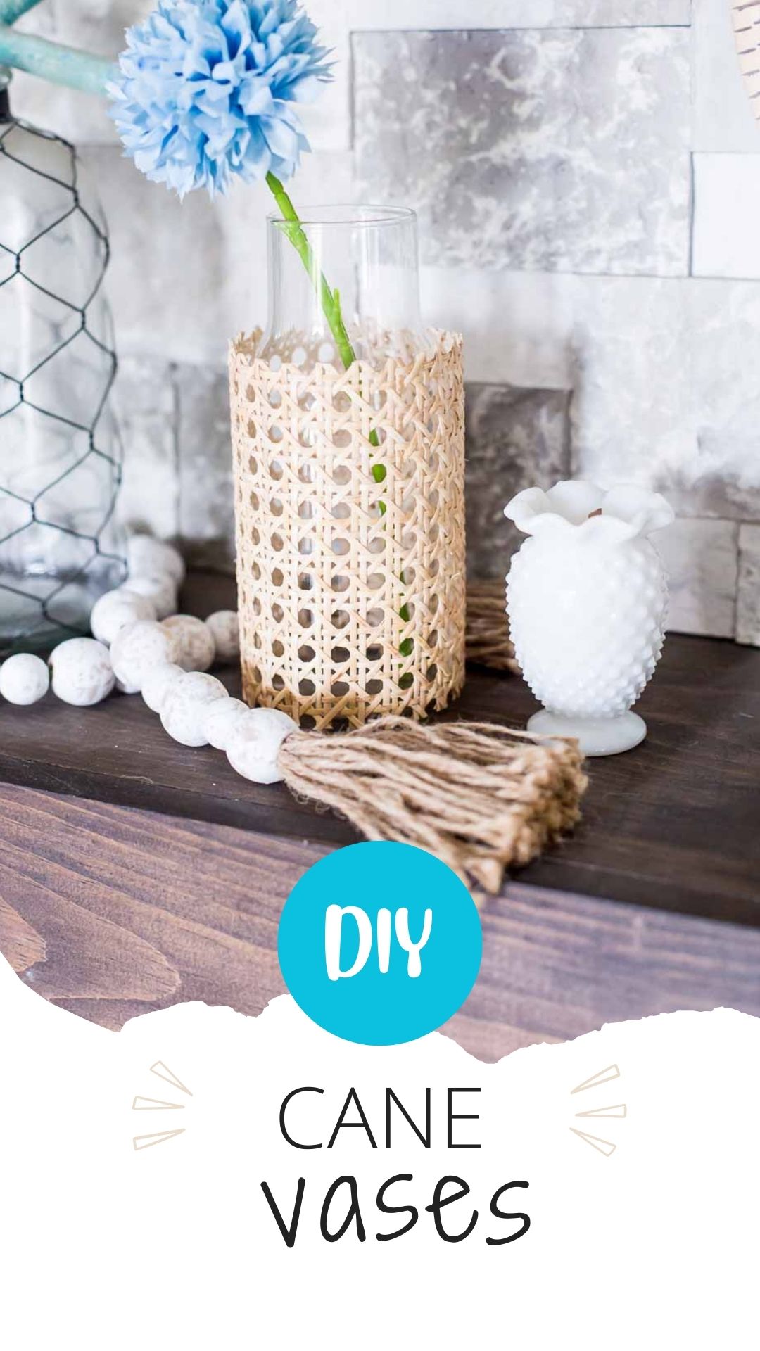 How To Make A Cane Wrapped Vase - Domestically Designed