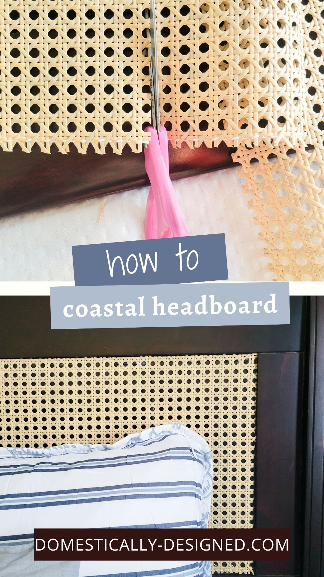 How to Add Cane Webbing to a Headboard - Domestically Designed